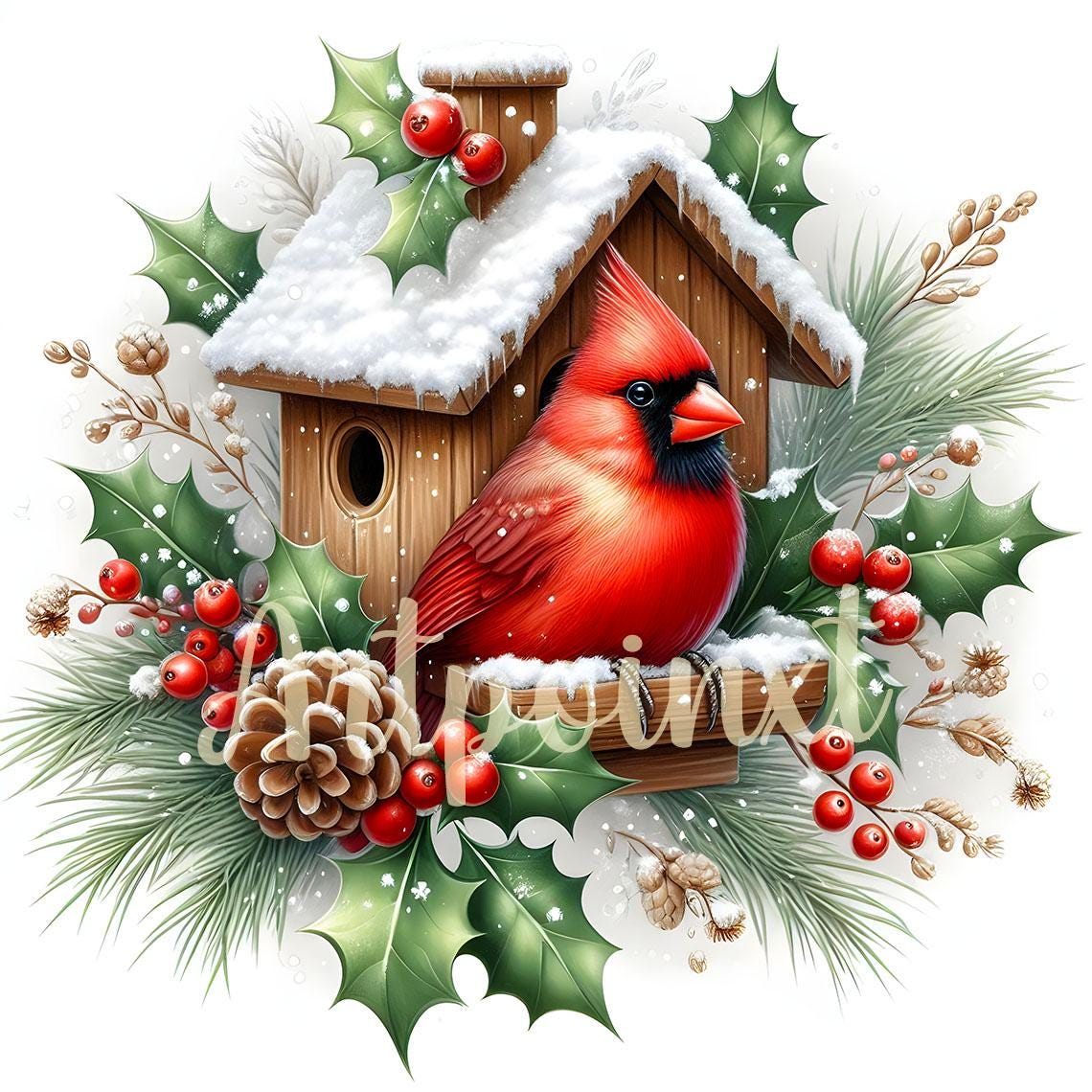 Winter Cardinal Bird Clipart | Set of 14 | High Quality 300 DPI Jpegs ...