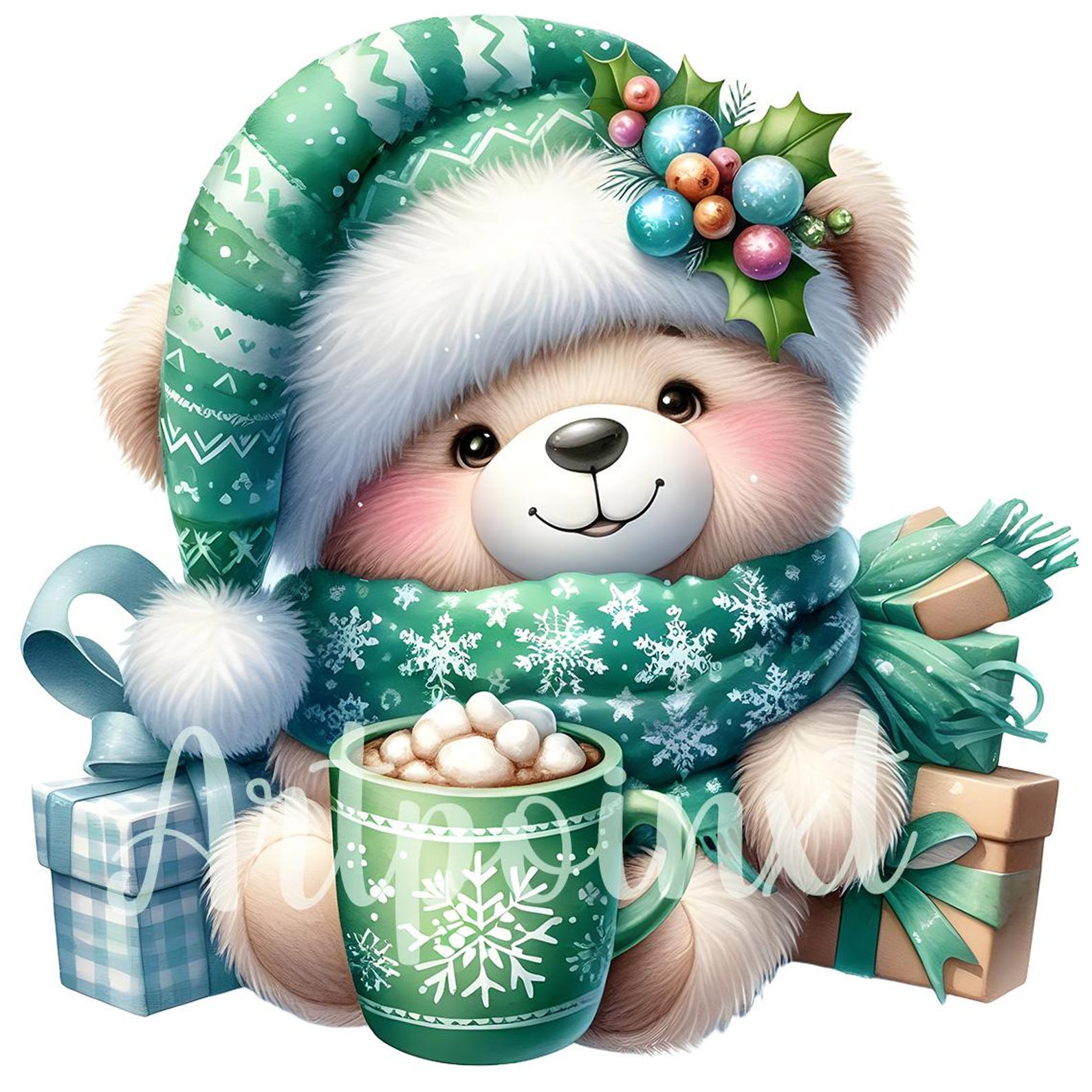 Christmas Teddy Bear Clipart | Set of 21 Pngs | High Quality 300 DPI ...