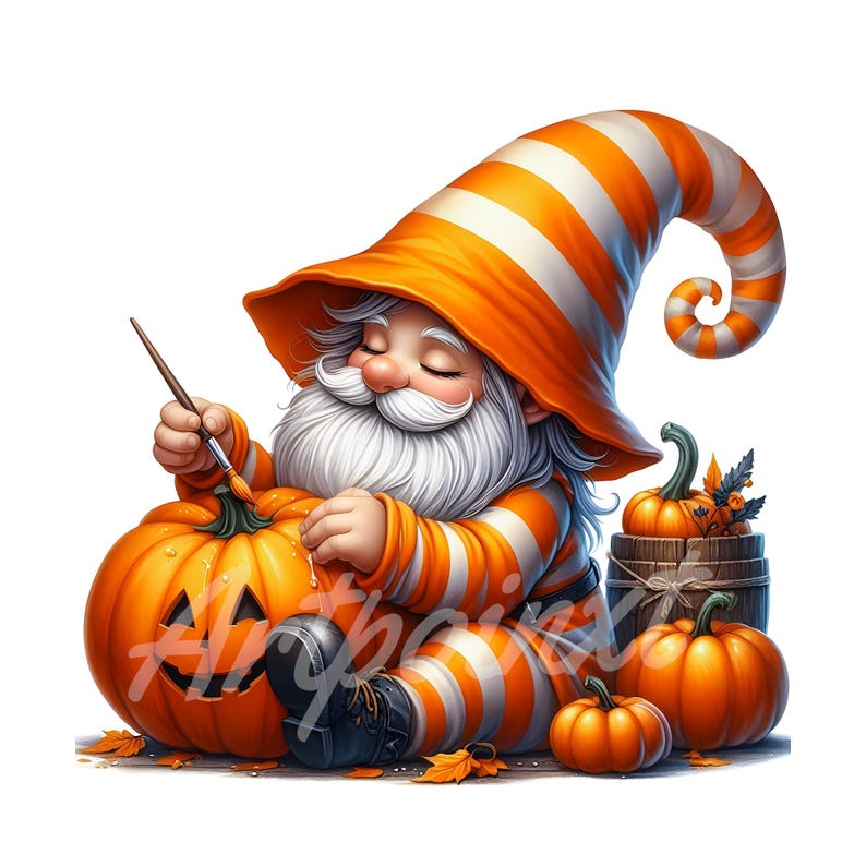 10 Halloween Gnome Set, Halloween Gnome Clipart, Printable Watercolor ...