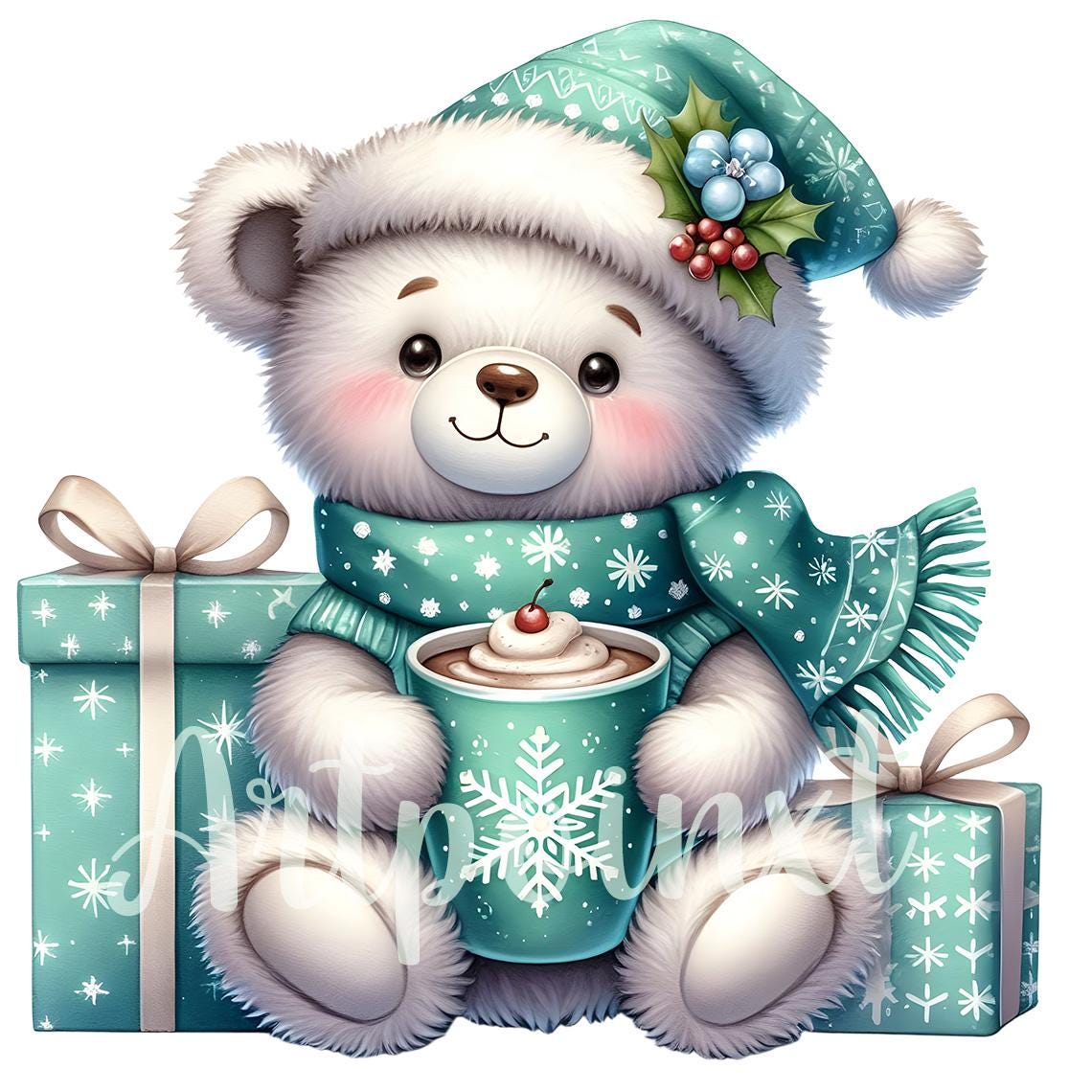 Christmas Teddy Bear Clipart | Set of 21 Pngs | High Quality 300 DPI ...
