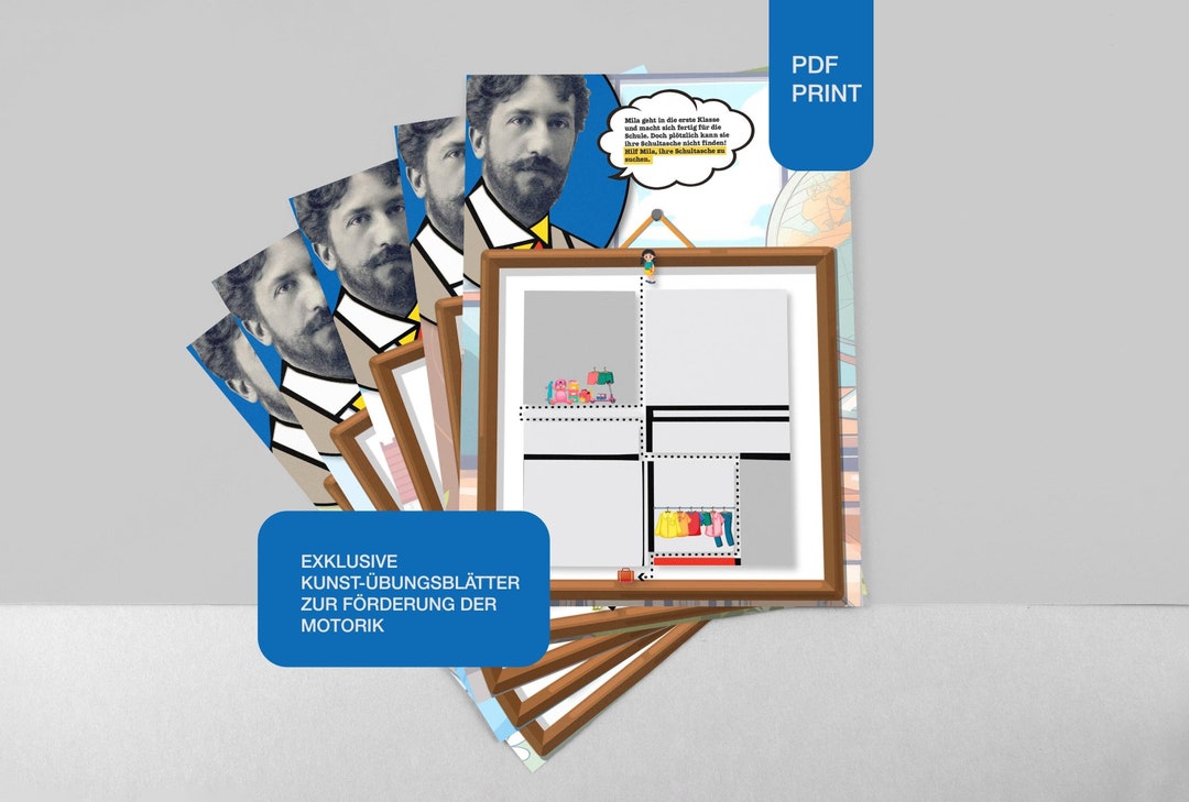 Mondrian Worksheets, 12 Motor Skills Exercises for Children From 4 to 7 ...