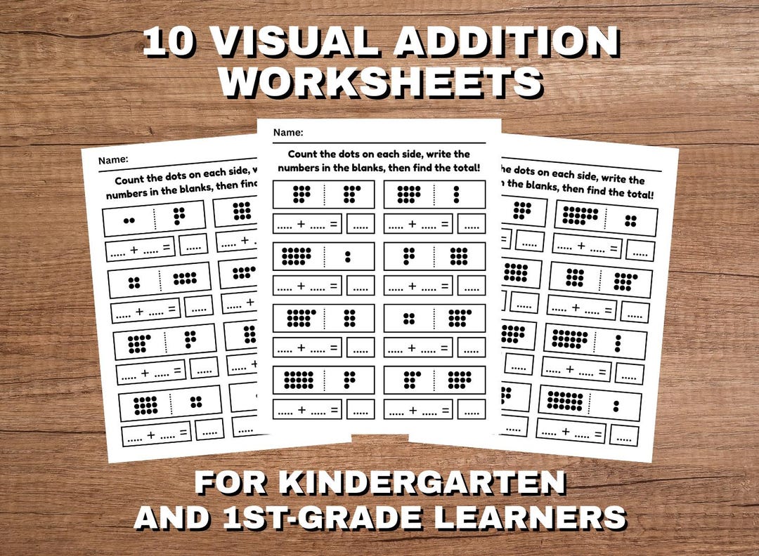 Addition Worksheets Bundle - 10 Page Visual Math - Learn to Count and ...