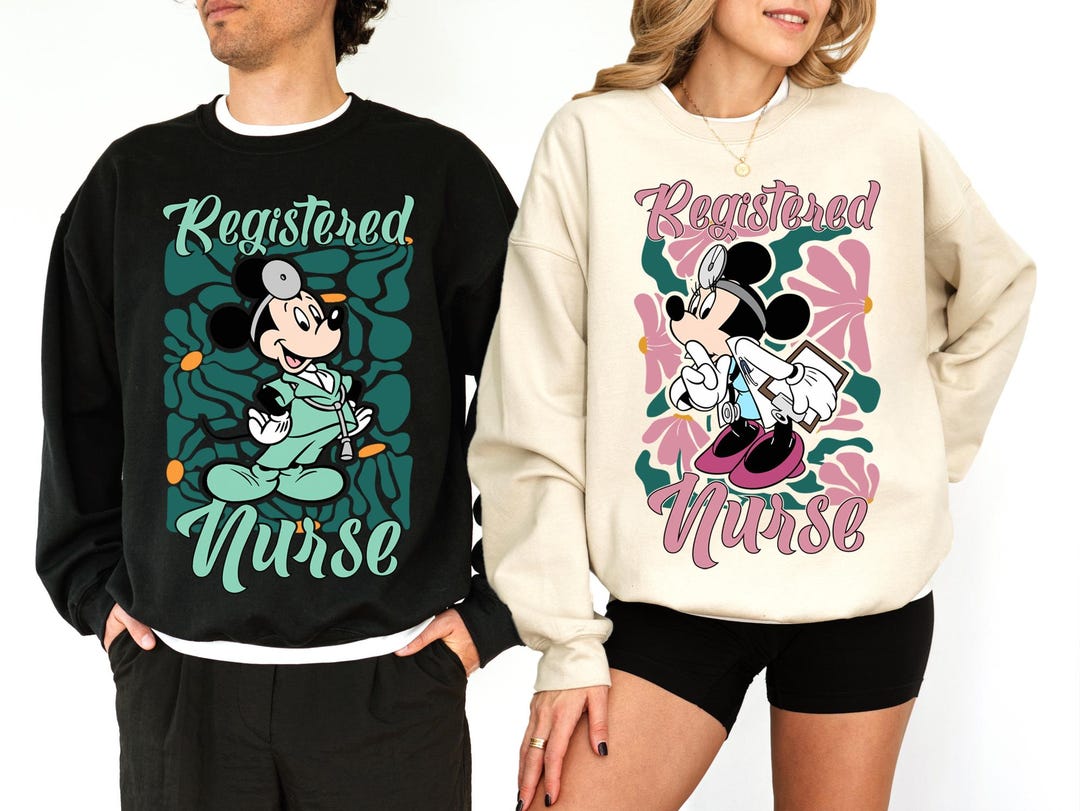 Disney Registered Nurse Sweatshirt, Mickey Minnie Nurse Shirt, Disney ...