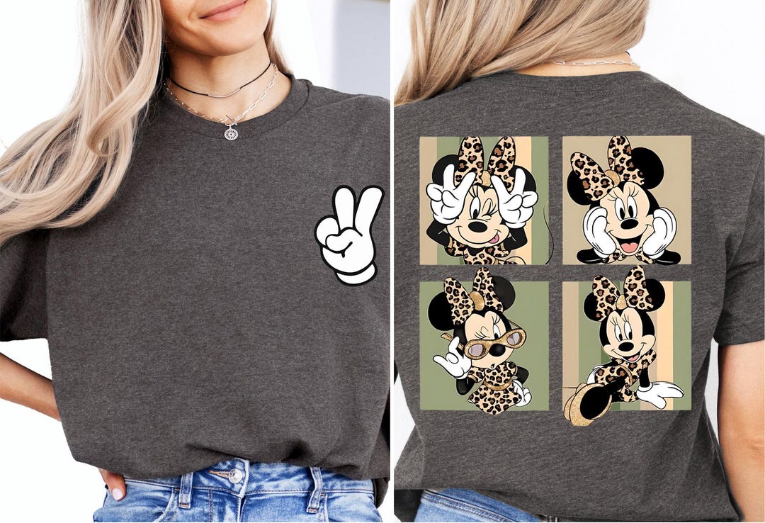 Disney Mini Mouse Shirt, Minnie Peace Sign Sweater, Leopard Minnie T ...