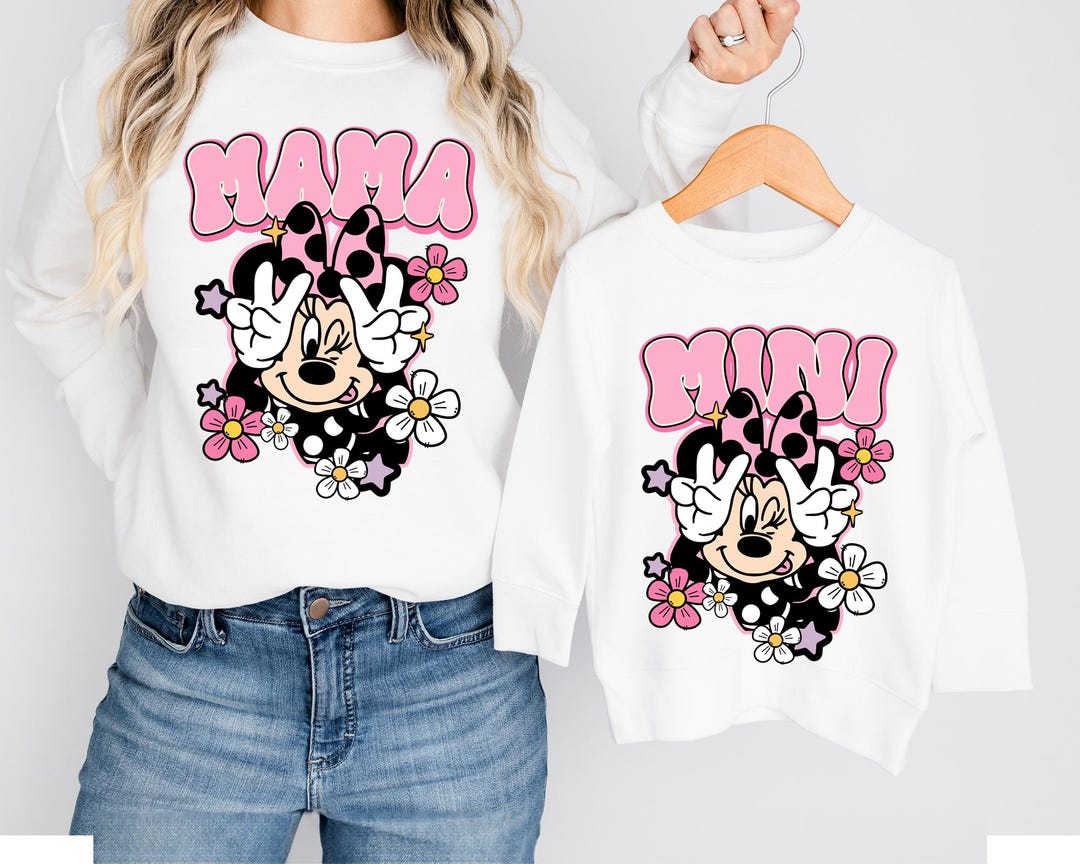 Mama Mini Mouse Shirt, Floral Minnie Tee, Family Matching Sweater ...