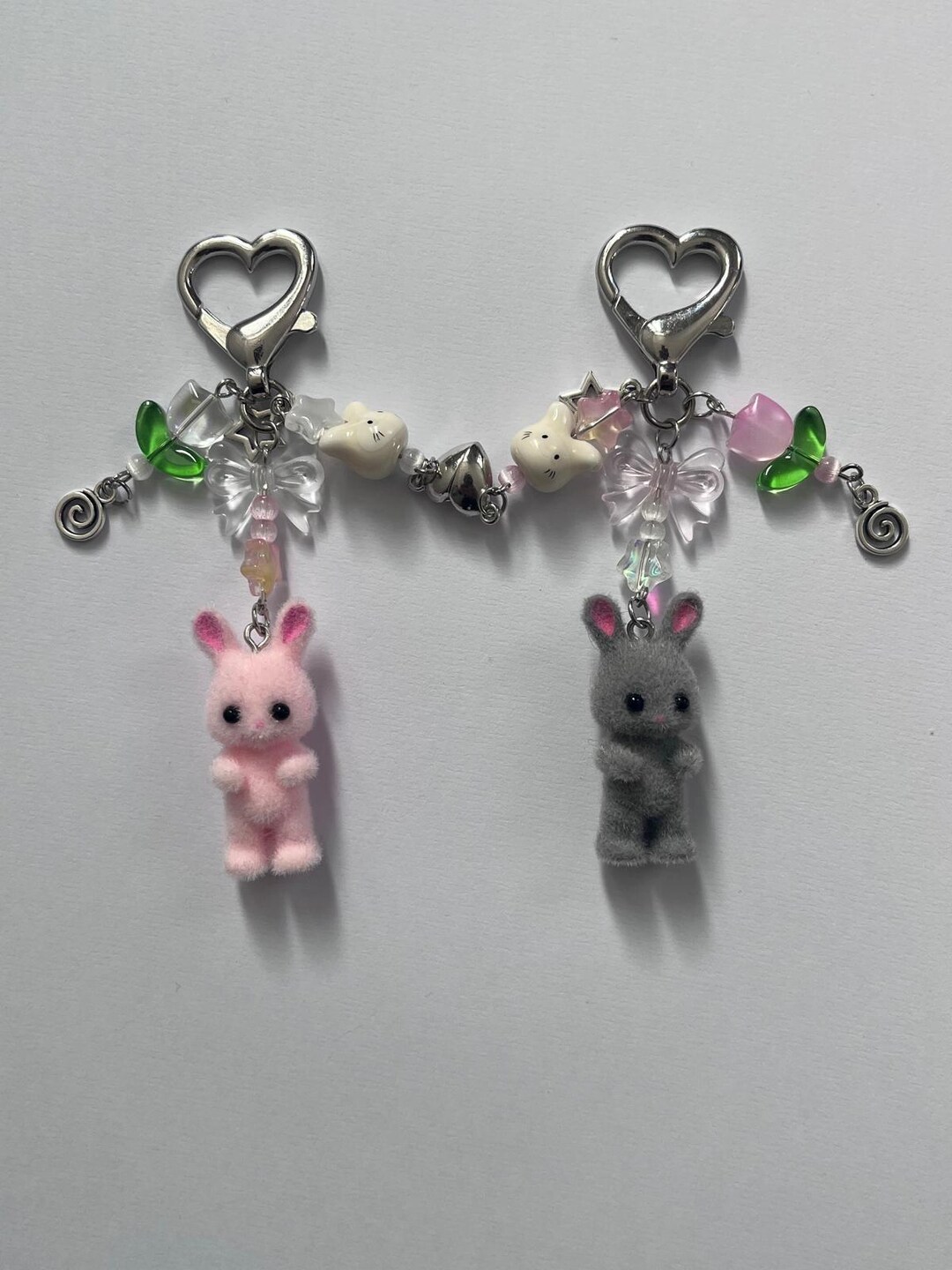 Aesthetic Matching Fuzzy Bunny Keychain - Etsy