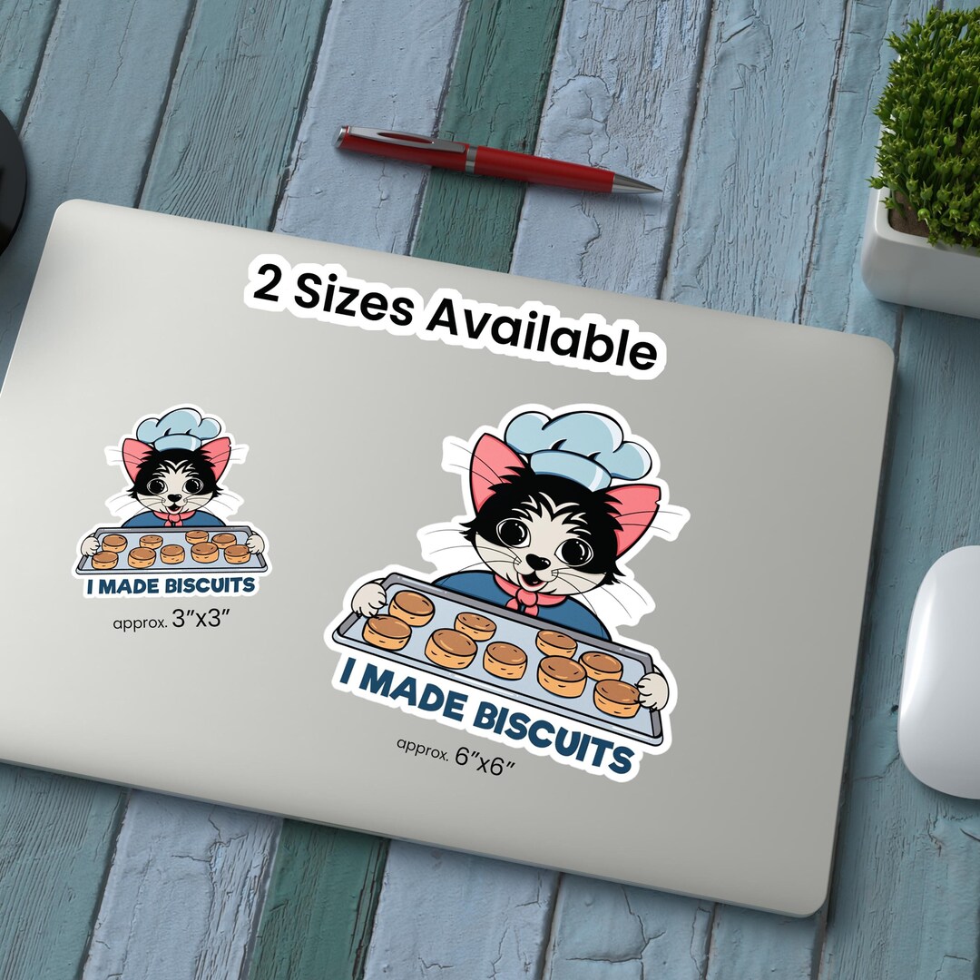 Cat Biscuits Vinyl Decal, Cute Cat Chef Biscuit Baker, Funny Cat ...