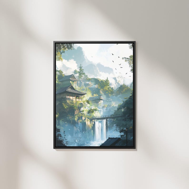 Japandi Landscape Wall Art, Mountain Landscape Wall Art, Framed ...