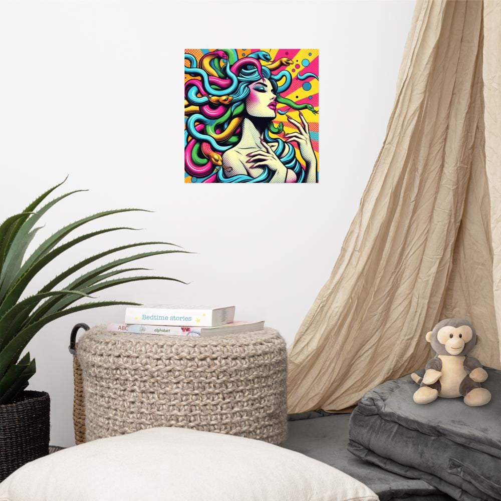 Pop Art Medusa Poster - 14 X 14 Inches - Matte Finish Paper - Colorpop ...