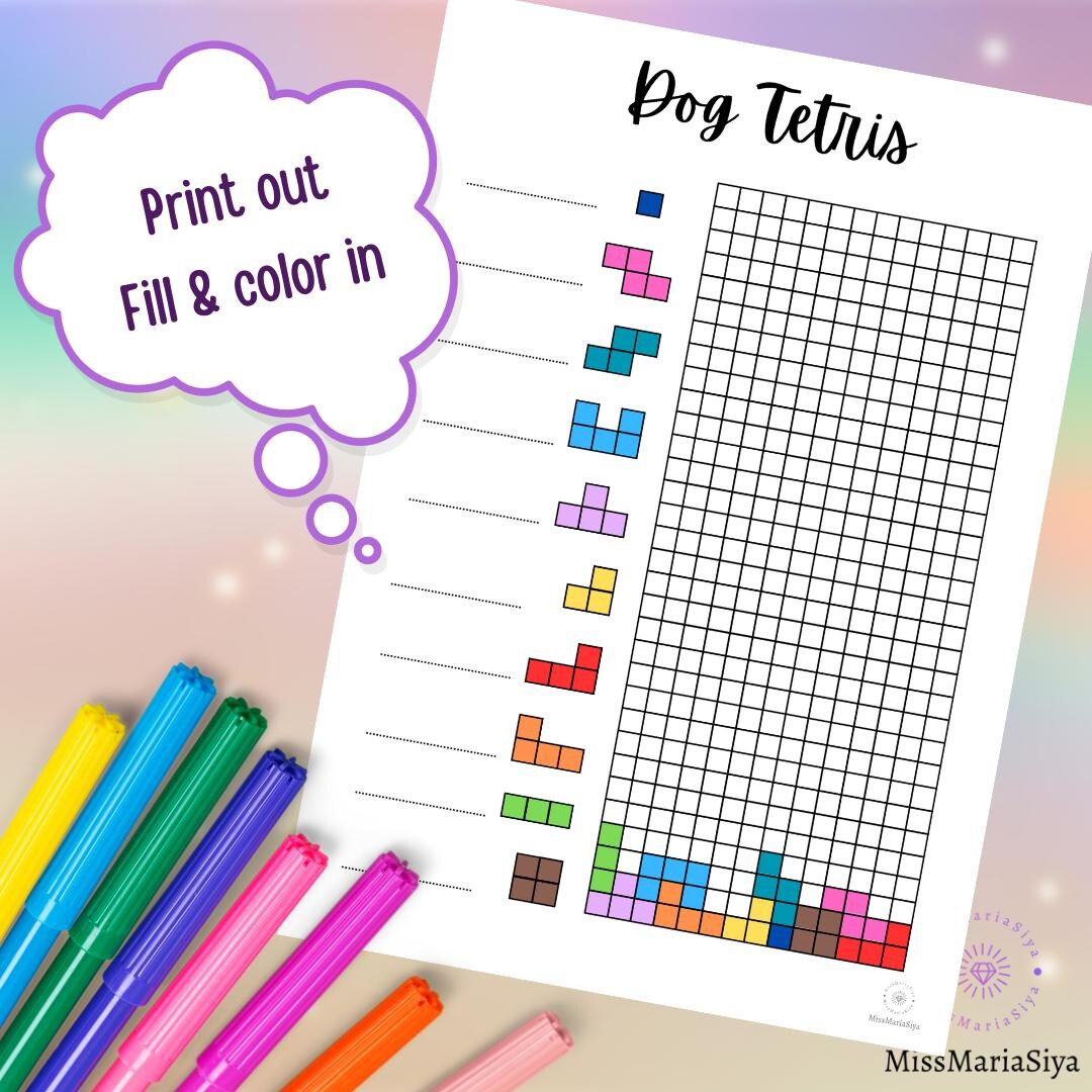 Printable Dog Tetris Planner, Journal Page, Printable Planner, Instant ...