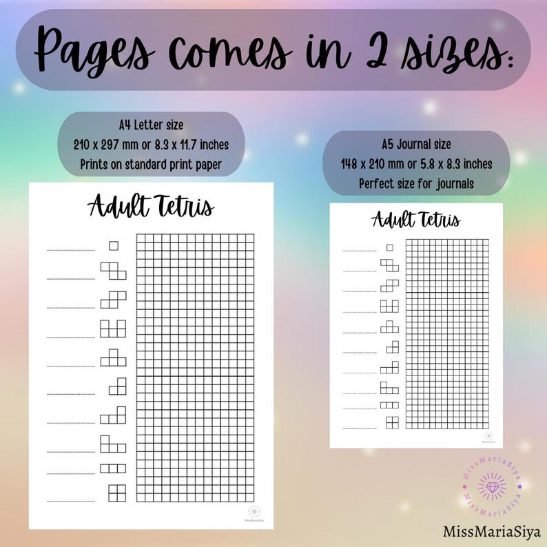 Printable Adult Tetris Planner, PRINTABLE Journal Page, Printable ...