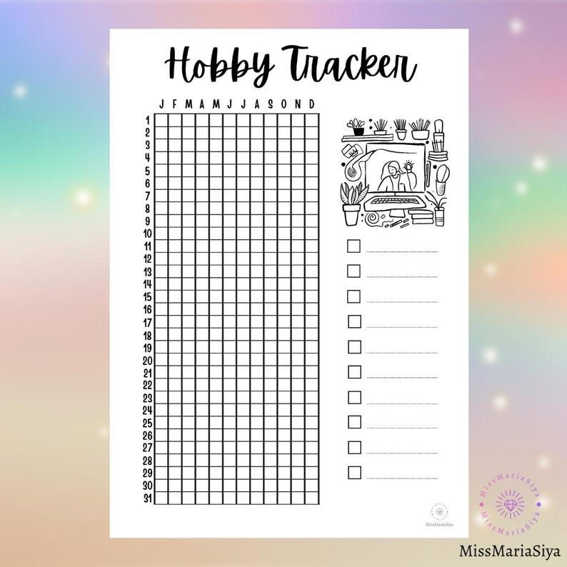 Hobby Tracker PRINTABLE Journal Page Printable Planner Bullet Page ...