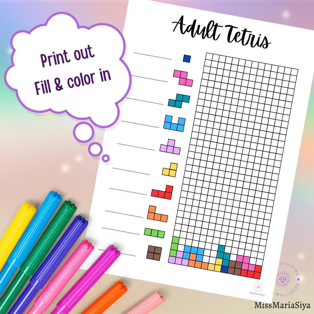 Printable Adult Tetris Planner, PRINTABLE Journal Page, Printable ...