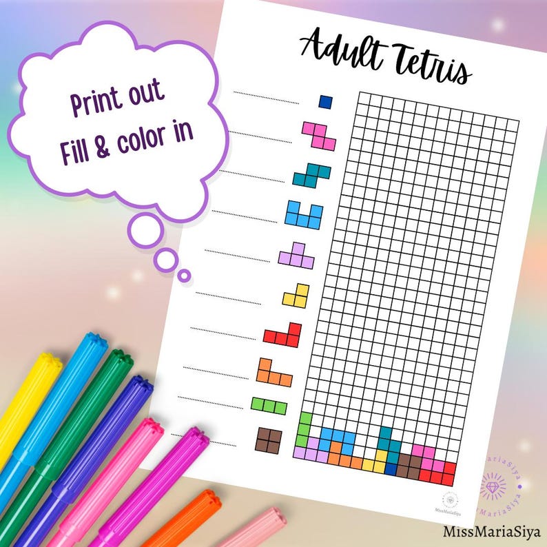 Printable Adult Tetris Planner, PRINTABLE Journal Page, Printable ...