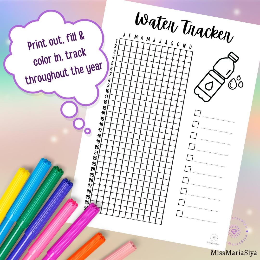 Water Tracker PRINTABLE Journal Page Printable Planner Bullet Page ...