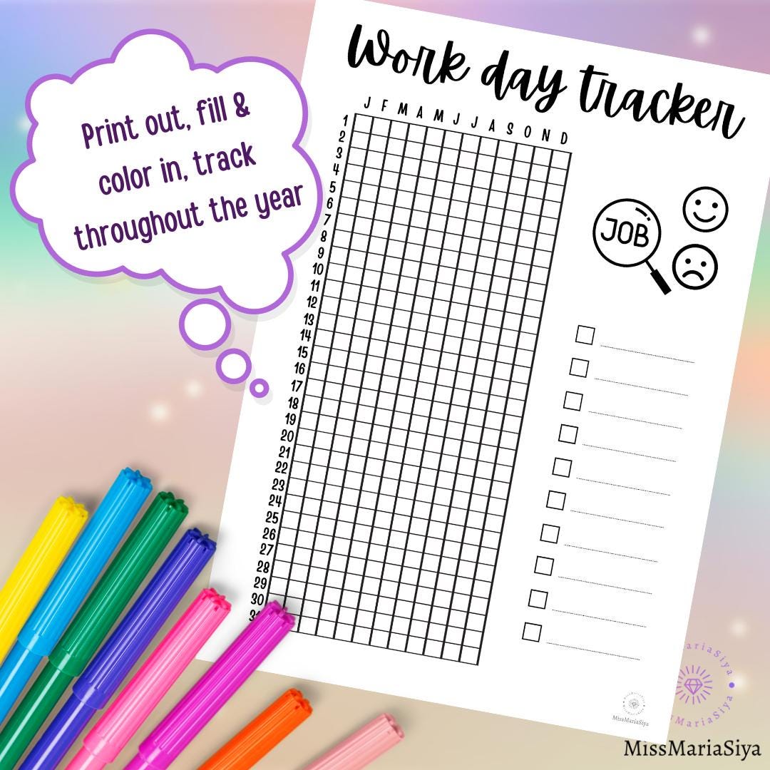 Work Day Tracker PRINTABLE Journal Page Printable Planner Bullet Page ...