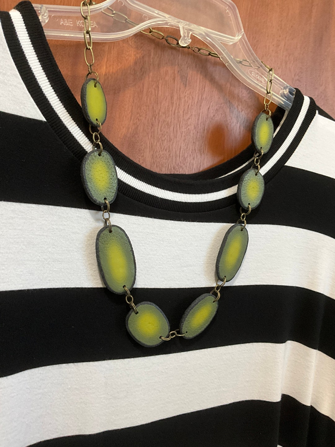 Oval Avocado Color Handmade Necklace, Everyday Jewelry - Etsy