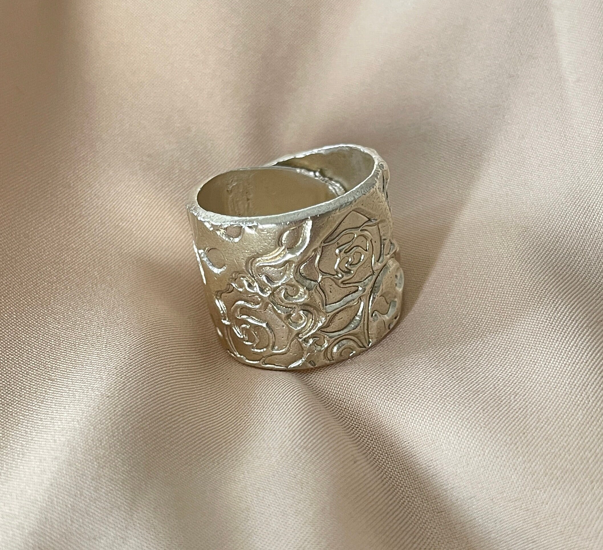 Solid Fine Silver Roses Ring, 999 Pure Silver Size 11 - Etsy