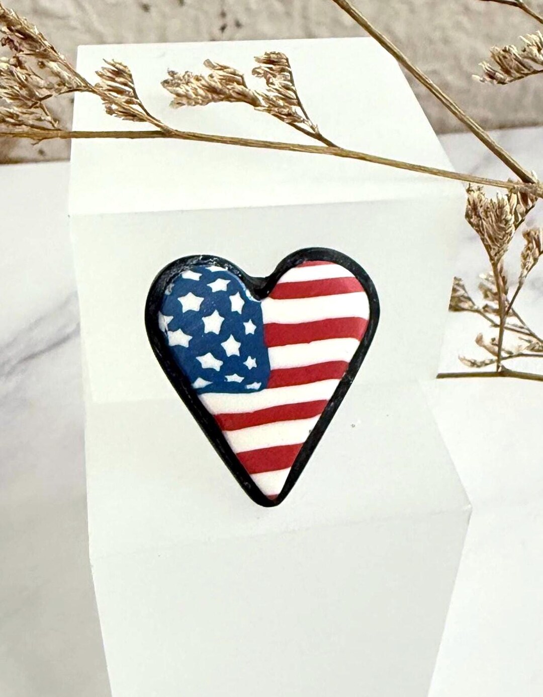 Patriotic Handmade American Flag Heart Pin/brooch - Etsy