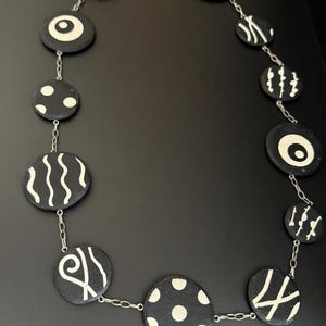 Black and White Polymer Clay Discs Necklace, Day or Night Necklace ...