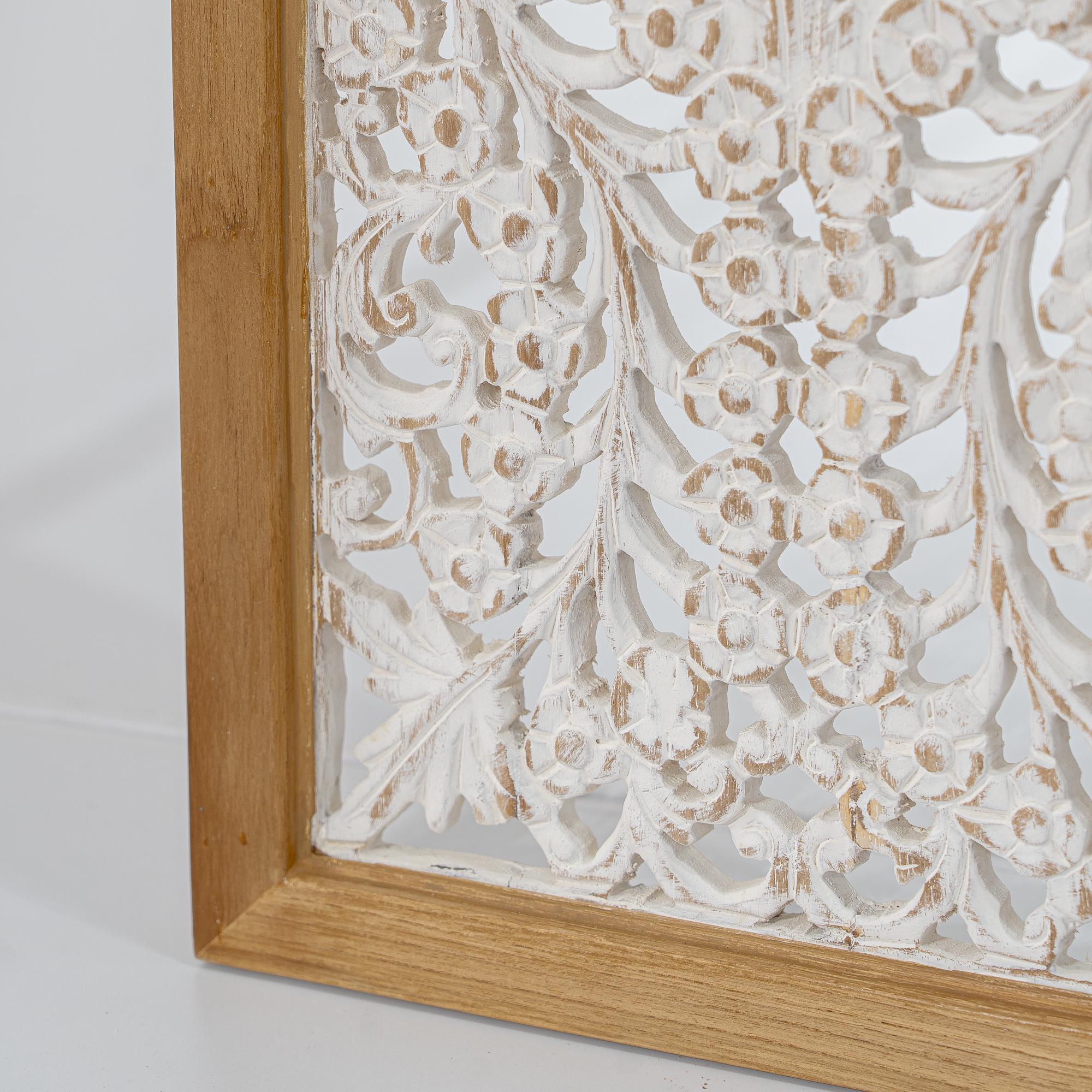 Boho Teak Wood Cabinet Door, Hand-carved Wood Wall Panel, Whitewashed ...