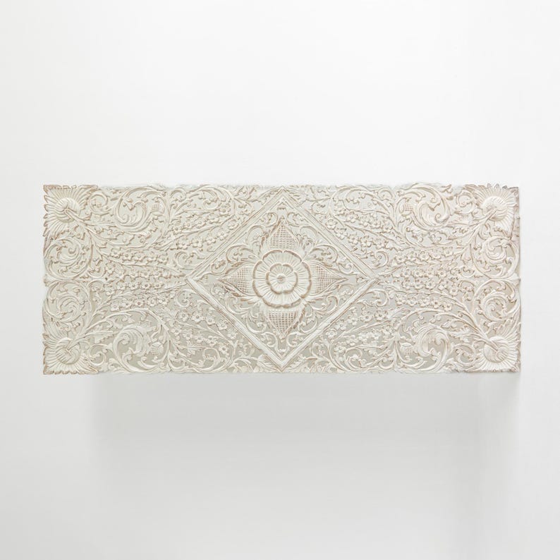 Hand Carved Teak Wood Panel - Headboard, Wall Art or Room Divider ...
