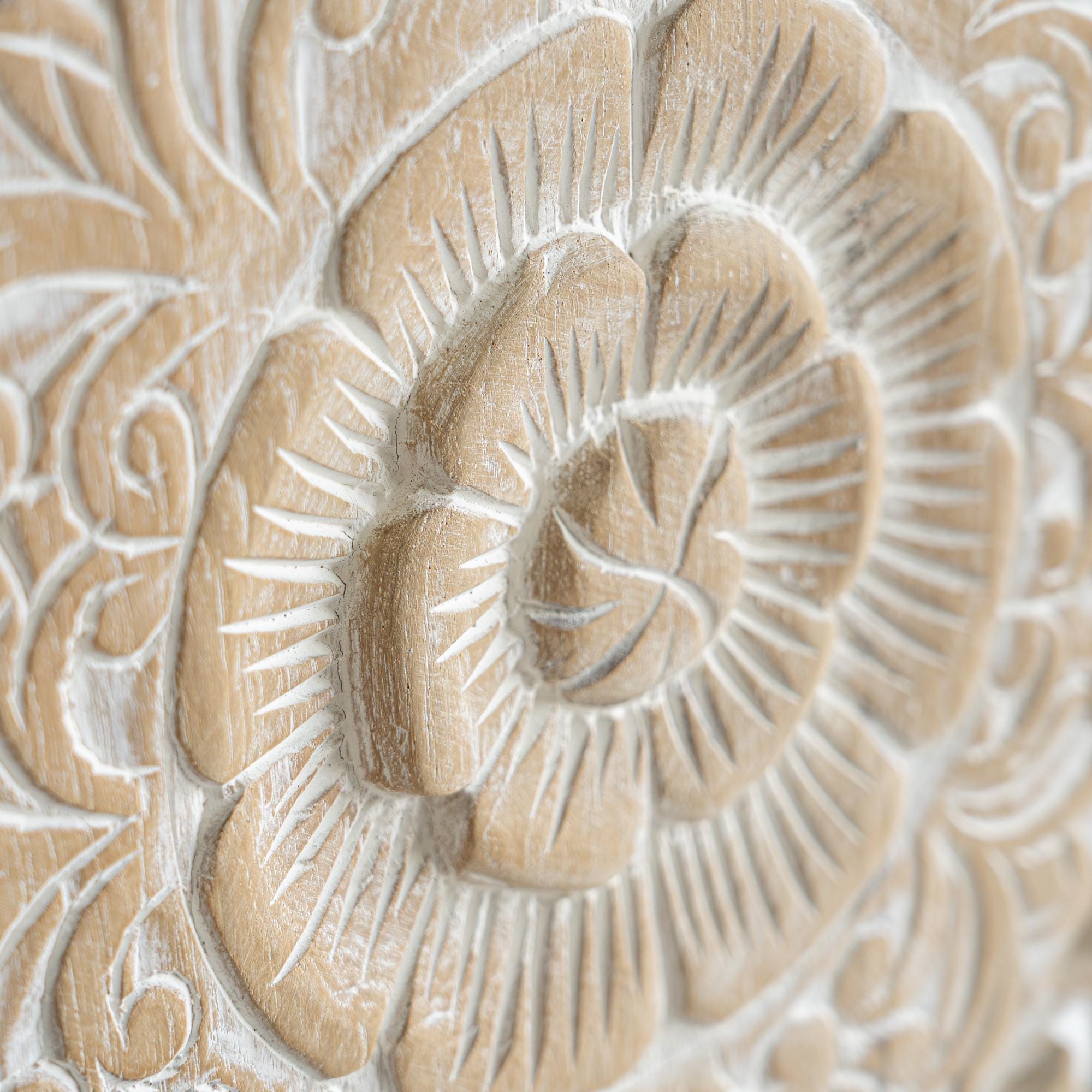 Queen Headboard 60” Carved Teak Panel, Whitewashed/beige Moroccan ...