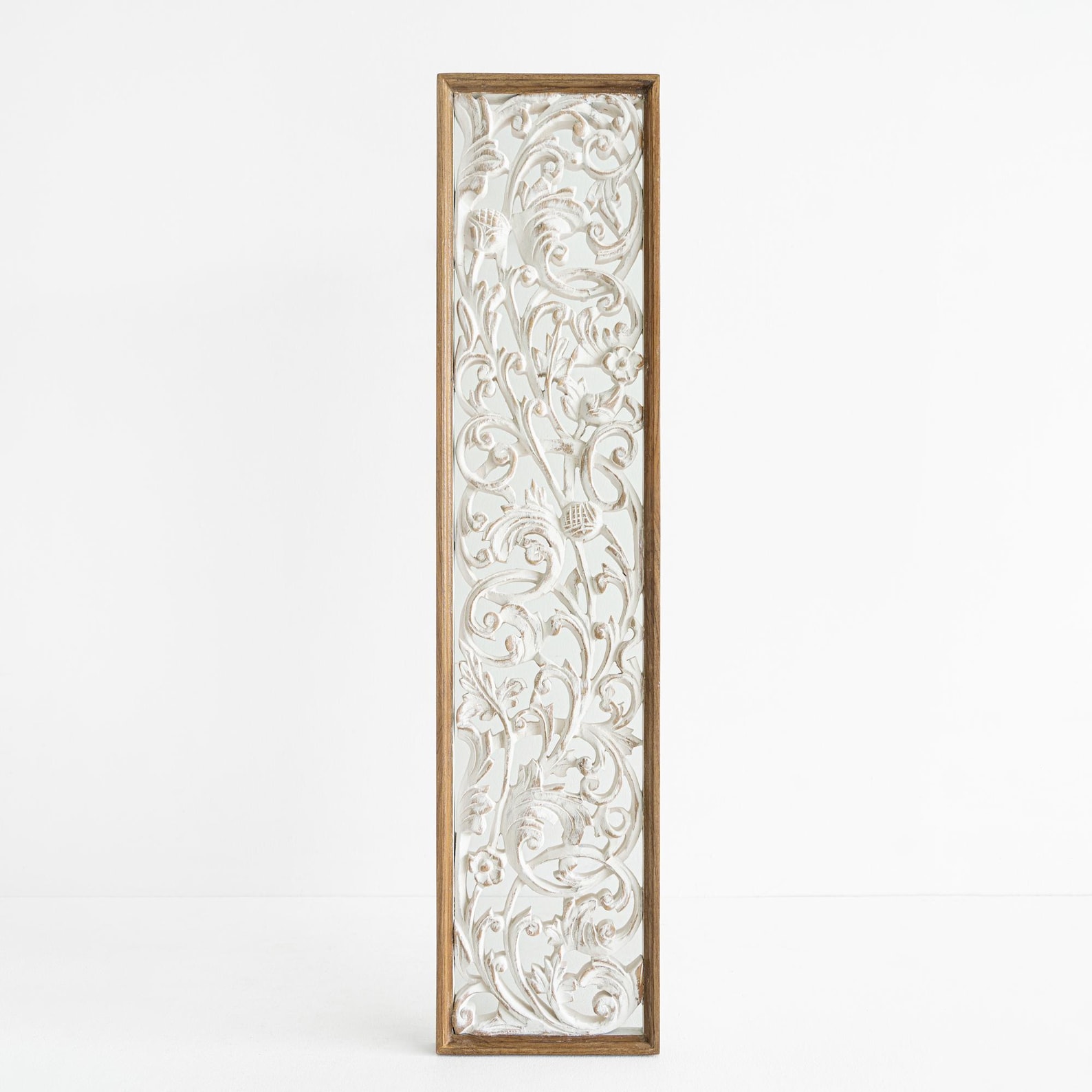 White Wood Wall Panel Carved Teak Vine Pattern, Farmhouse Wall Art ...