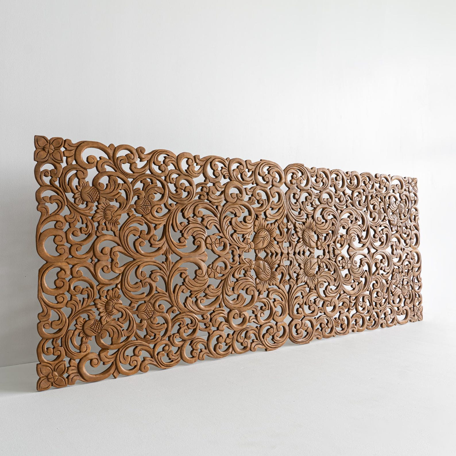 76" Teak King Headboard, Handcarved Thai Panel Wall Art, Reclaimed Wood ...