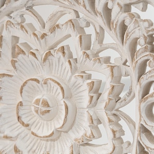 Antique-style Teak Wood Headboard Panel, Hand-carved Thai Floral Design ...