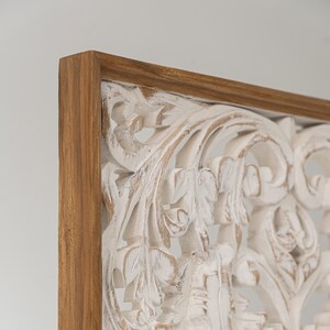Antique-style Teak Wood Headboard Panel, Hand-carved Thai Floral Design ...