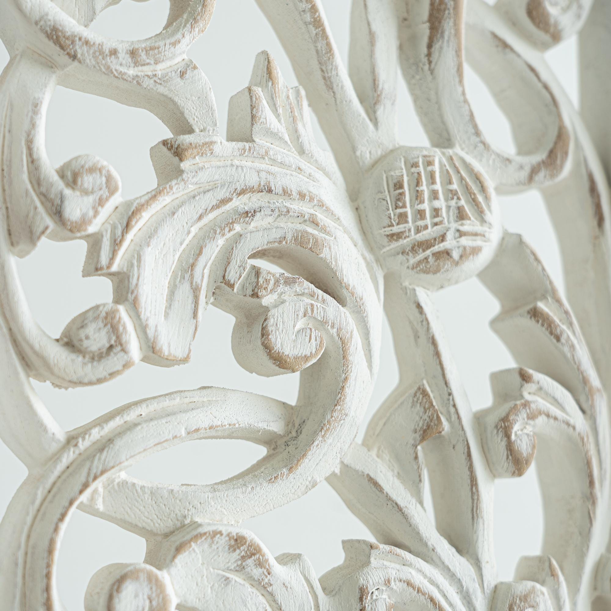White Wood Wall Panel Carved Teak Vine Pattern, Farmhouse Wall Art ...