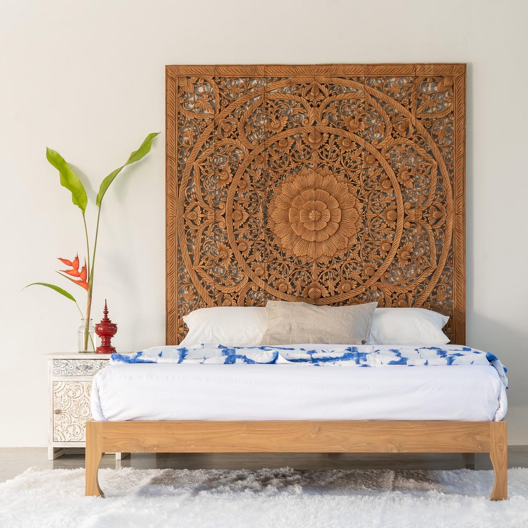 California King Size Natural Wood Headboard 72” Organic Reclaimed Teak ...