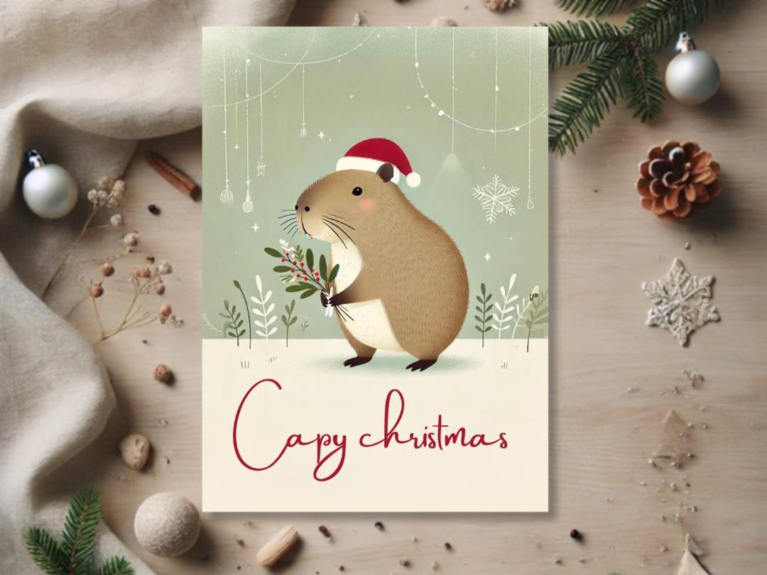 Christmas Cards Capybara Christmas Card Capy Christmas - Etsy