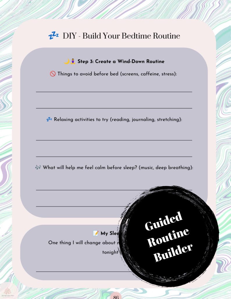 Sleep Hygiene Worksheet: Bedtime Routine Planner for Anxiety & Stress ...