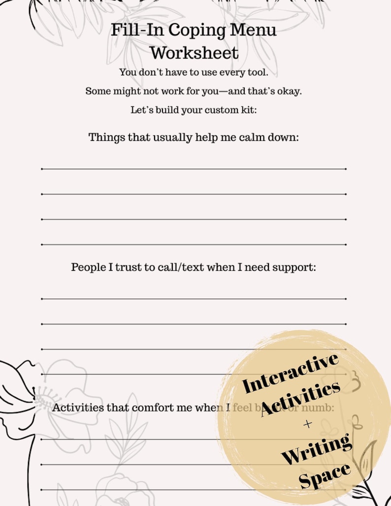 Coping Toolkit PDF | Printable Mental Health Worksheets | Trauma ...