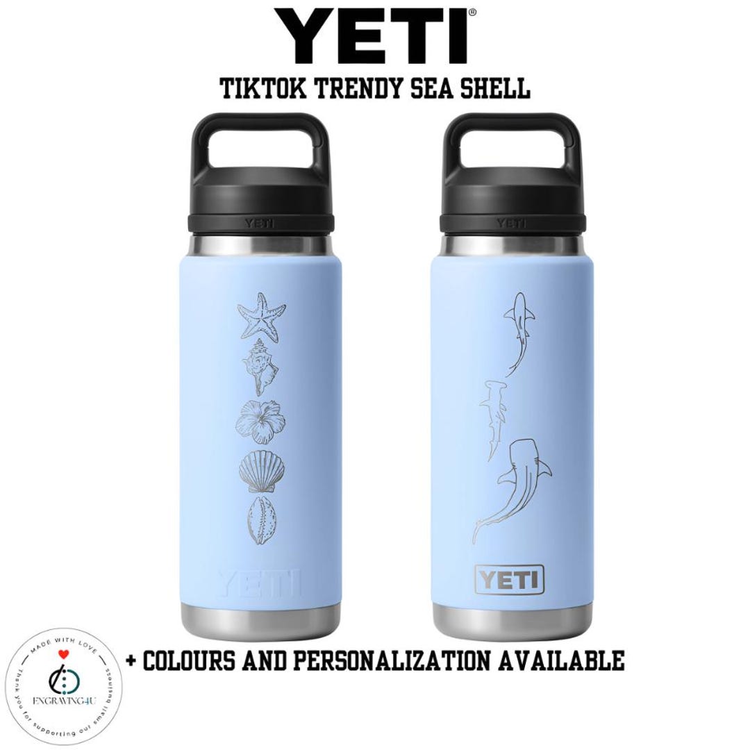 Custom Engraved YETI Bottle Ocean Theme With Shells & Whale Shark ...