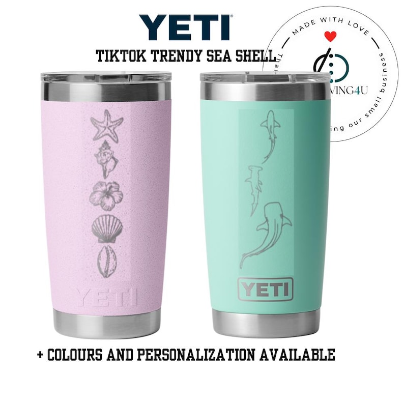 Custom Engraved YETI Rambler Ocean Theme With Shells & Whale Shark ...