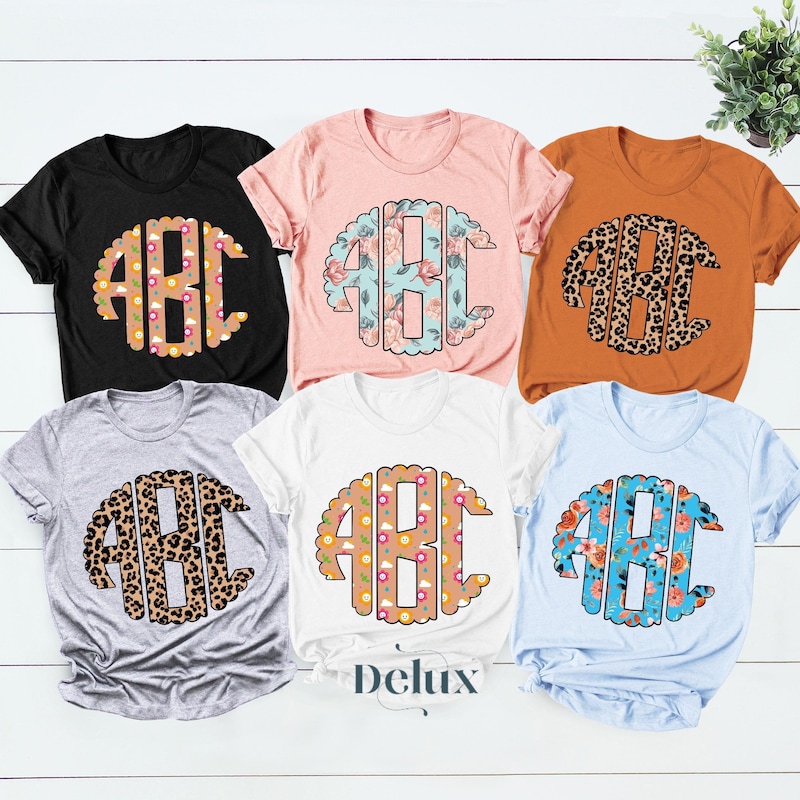 Monogram Tshirts - Etsy