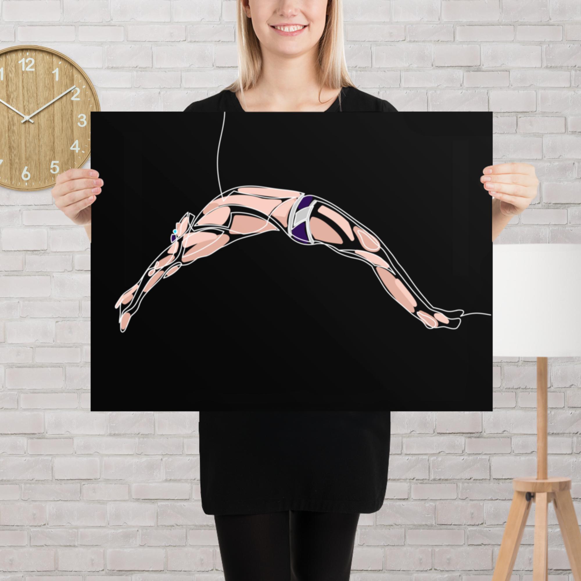 Original Swimming Artwork Minimalist Line Drawing Print Athlete ...