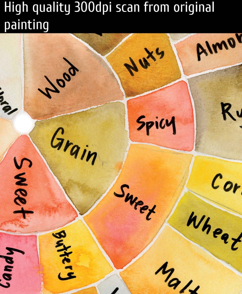 Bourbon Flavor Wheel, DIGITAL DOWNLOAD From Original Watercolor ...