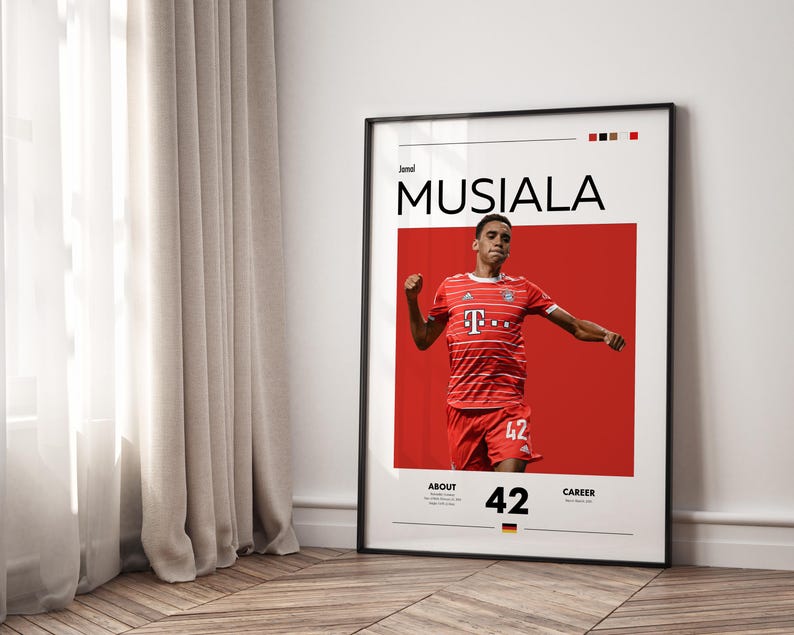 Jamal Musiala Soccer Poster, Musiala Football Print, Sports Poster ...