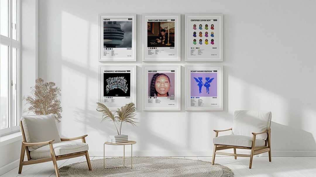 Set of 6 Drake Rap Album Posters, Drake Posters, Hip Hop Posters, Cover ...