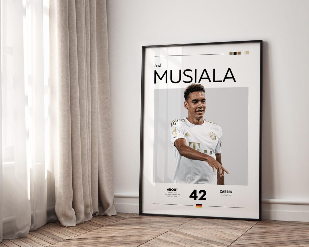 Jamal Musiala Football Poster, Musiala Football Print, Sports Poster ...