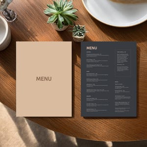 Minimal Menu Design One-page Template for Restaurants, Bars & Cafés - Etsy