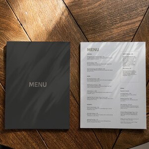 Minimal Menu Design One-page Template for Restaurants, Bars & Cafés - Etsy