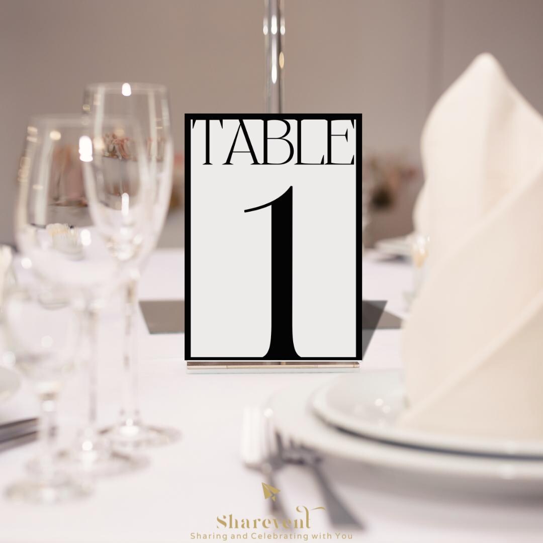 Black and White Wedding Table Numbers Template Modern Wedding Table ...