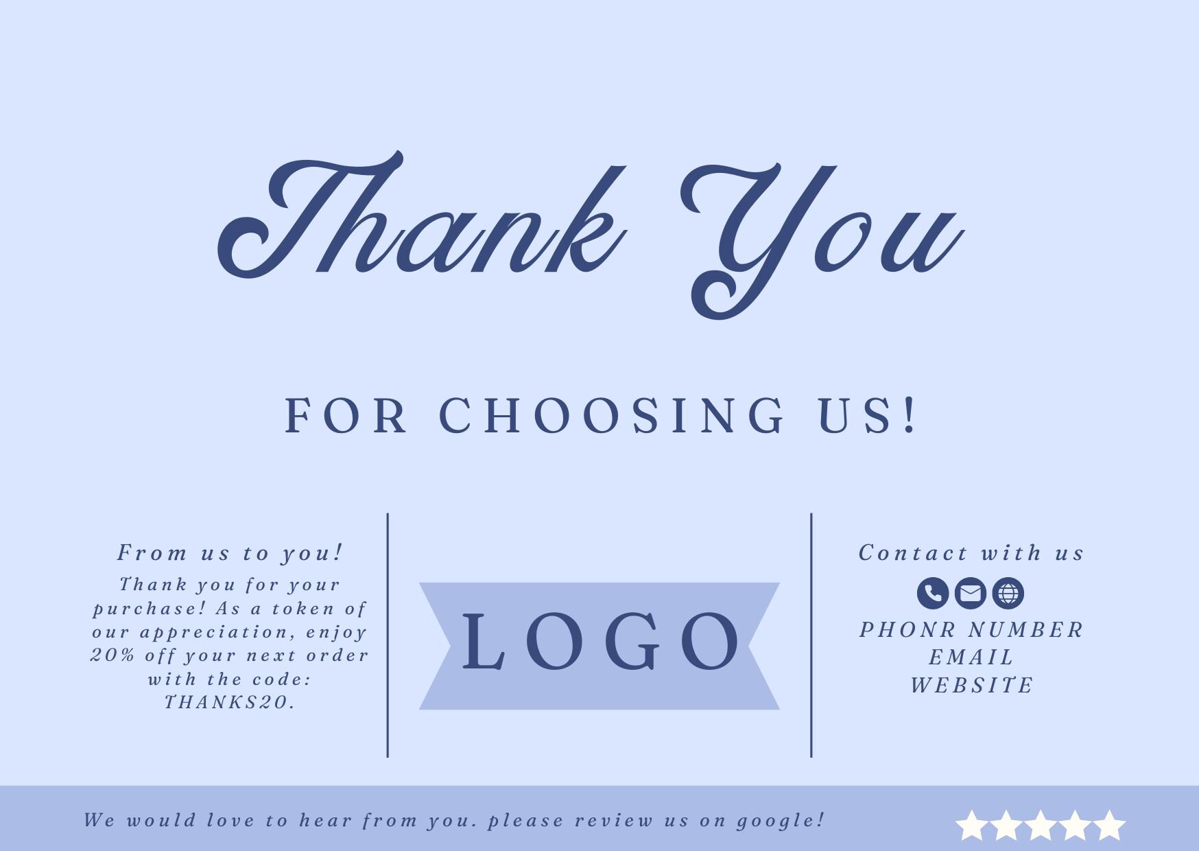 Business Thank You for Your Purchase and Please Rate Us on Google ...