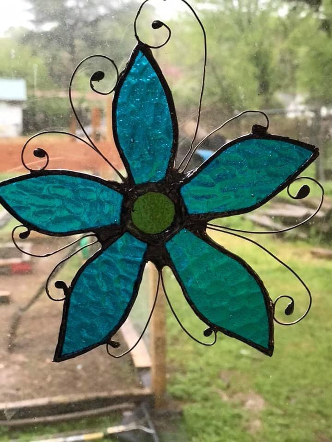 Stained Glass Spring Flower Sun-catcher Made to Order Any Color - Etsy