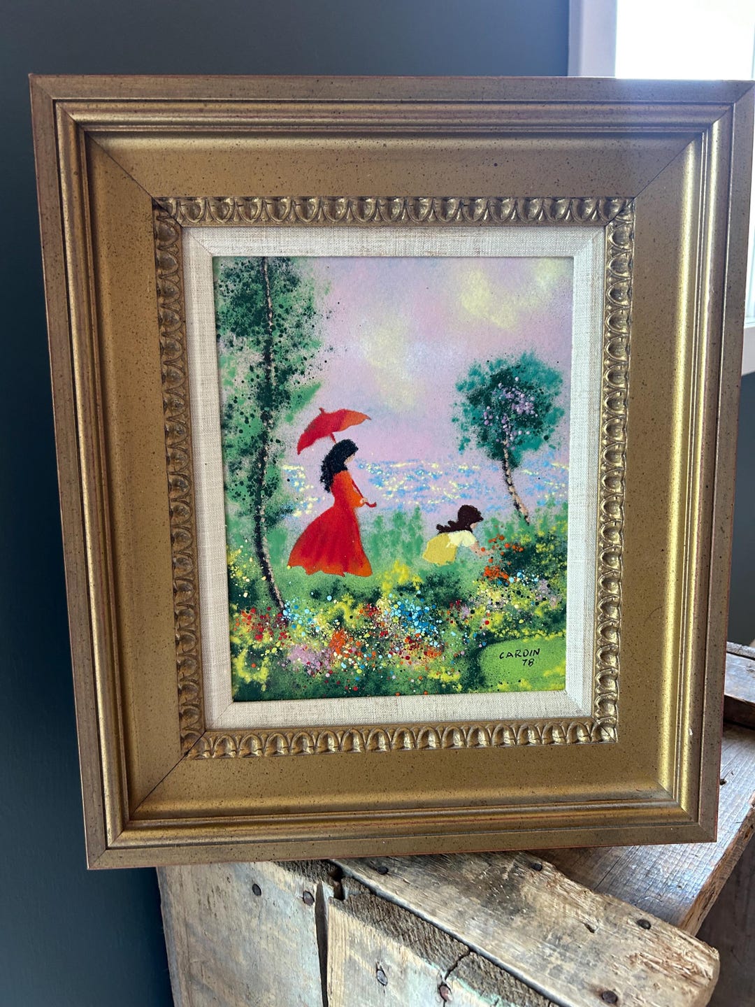 Red Umbrella Enamel Painting by Louis Cardin Signed Limited Edition - Etsy